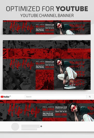 Black Grunge Hip Hop Youtube Premium Social Media Template PSD | by ...