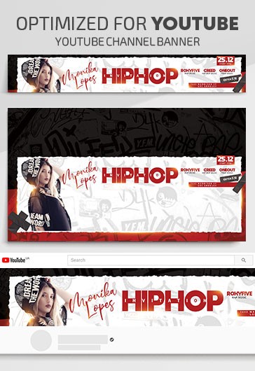 White Modern Hip Hop Youtube Premium Social Media Template PSD | by ...