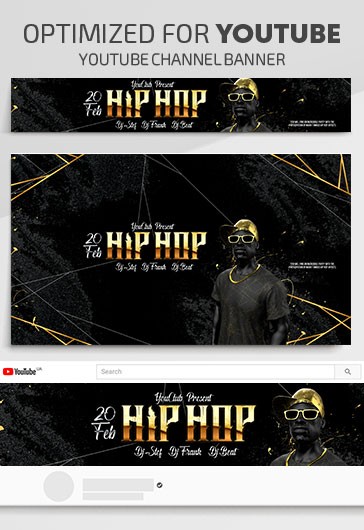 Black Luxury Hip Hop Youtube Premium Social Media Template PSD | by ...