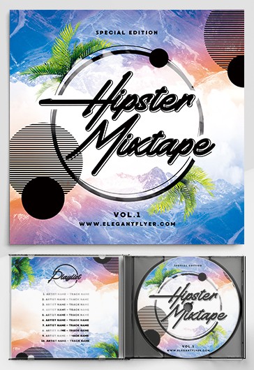 Blue Watercolor Hipster Free CD Album Cover Template PSD | by Elegantflyer
