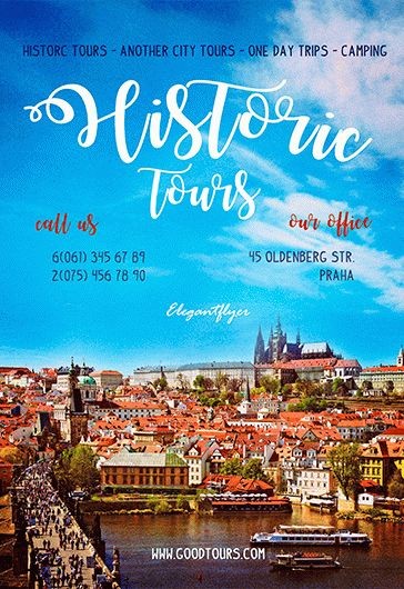Blue Creative Historic Tours Premium Flyer Template PSD | by Elegantflyer
