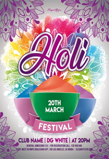 Multicolor Colorful Holi Festival Premium Flyer Template PSD | by ...