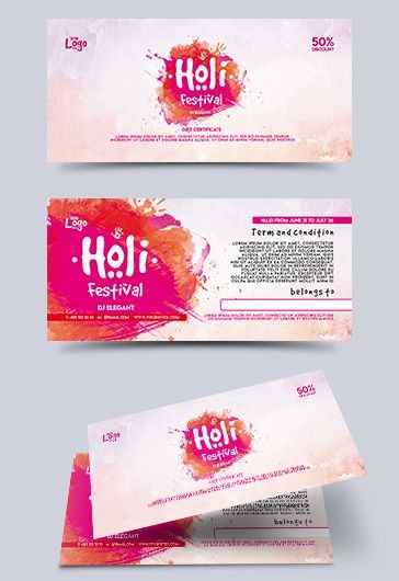 Holi Festival Gift Voucher in PSD - 10020842 | by ElegantFlyer