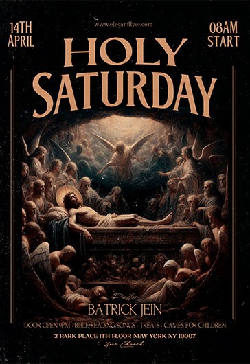 Black Dark Holy Saturday Free Flyer Template PSD | by Elegantflyer