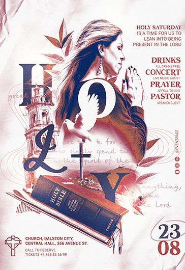 White Elegant Holy Saturday Church Event Premium Flyer Template PSD ...