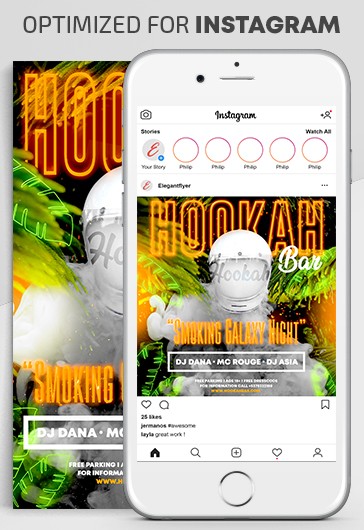 Yellow Modern Hookah Premium Social Media Template PSD | by Elegantflyer