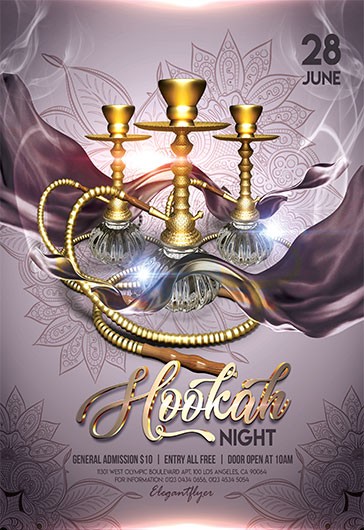 Pink Aesthetic Hookah Nigh Premium Flyer Template PSD | by Elegantflyer