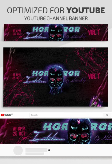Black Creative Horror Invitation Youtube Premium Social Media Template PSD
