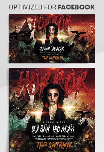 Red Dark Horror Party Facebook Premium Social Media Template PSD | by ...