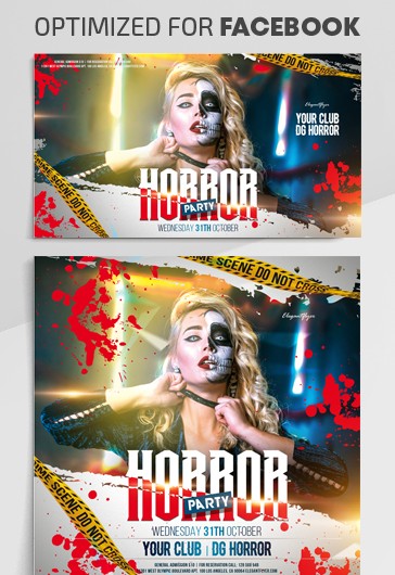 Horror Party - Free Facebook Cover Template in PSD + Post + Event cover ...
