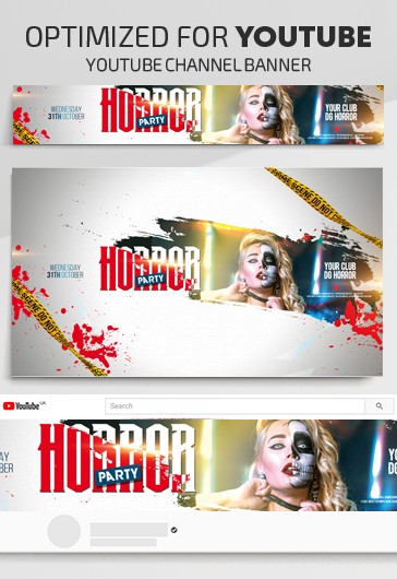 Horror Party - Free Youtube Channel banner PSD Template - 10027763 | by ...