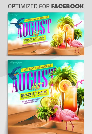 Blue Creative Hot August Facebook Premium Social Media Template PSD ...