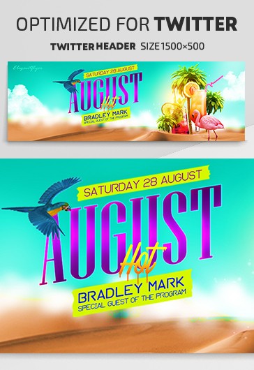 Blue Creative Hot August Twitter Premium Social Media Template PSD | by ...