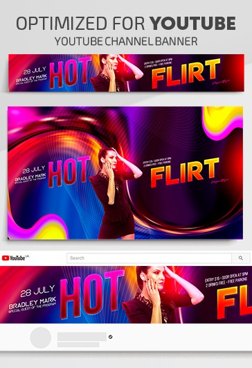 Yellow Modern Hot Flirt Party Youtube Premium Social Media Template PSD