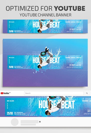 House Beat - Free Youtube Channel banner PSD Template - 10030443 | by ...