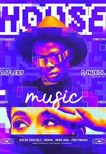 Purple Modern House Music Premium Flyer Template PSD | by Elegantflyer