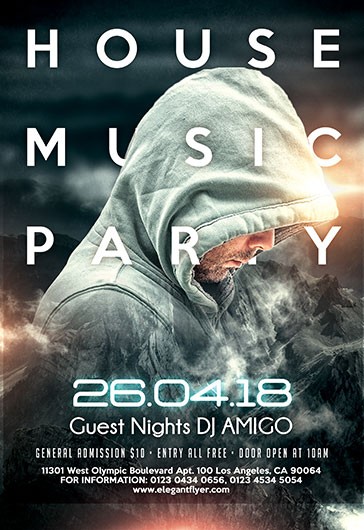 Gray Creative House Music Party Premium Flyer Template PSD | by ...