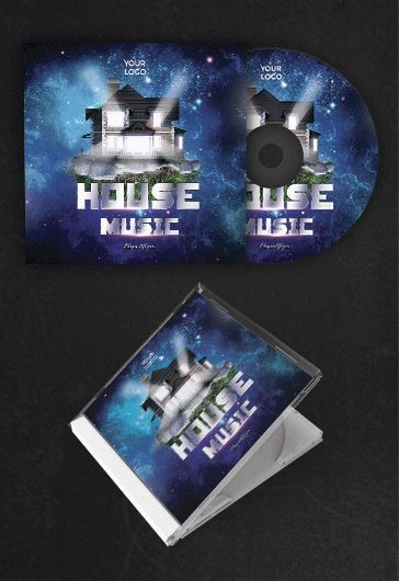 Blue Simple Music House Premium CD Album Cover Template PSD | by ...