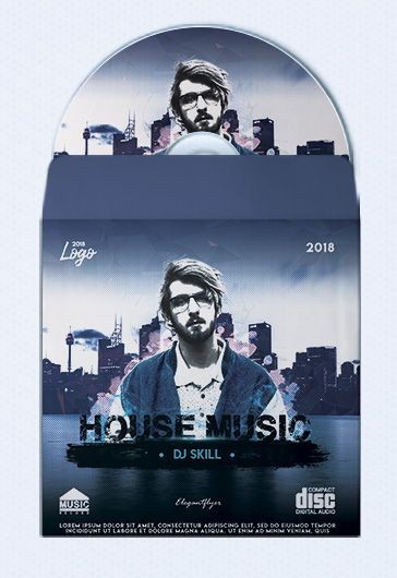 Blue Creative House Music Artists Premium CD Album Cover Template PSD
