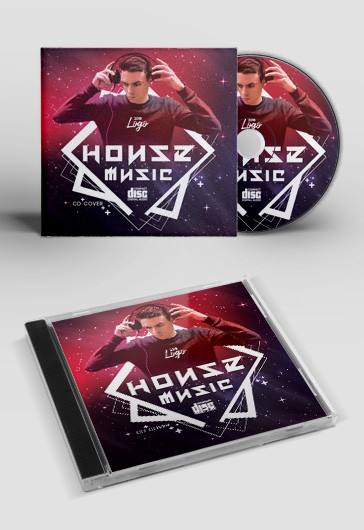Blue Modern House Music Premium CD Album Cover Template PSD | by ...