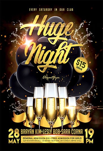 Black and Gold Luxury Huge Night Premium Flyer Template PSD | by ...