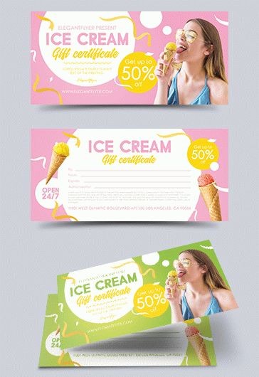 Ice Cream Discount – Premium Gift Certificate PSD Template - 10021347 ...