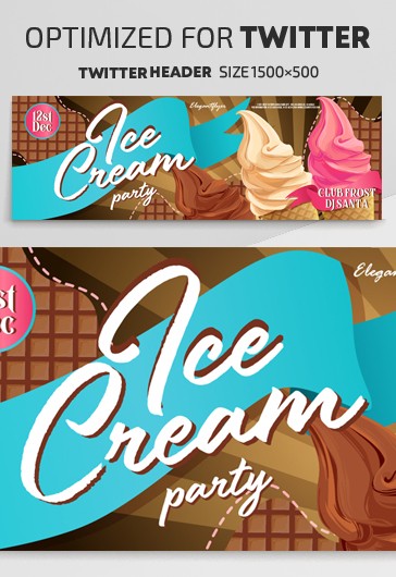 Ice Cream Party - Free Vector Twitter Header EPS Template - 10028947 ...
