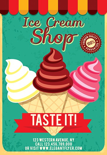 Pastel Illustrated Ice Cream Shop Premium Flyer Template PSD | by ...