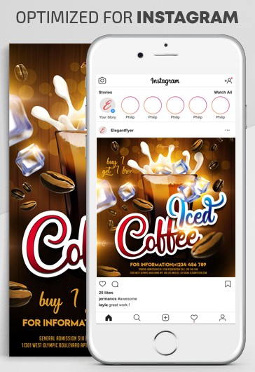 Brown Simple Iced Coffee Instagram Premium Social Media Template PSD ...