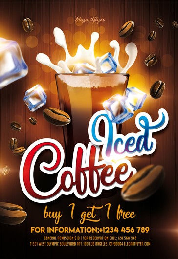 Brown Creative Iced Coffee Premium Flyer Template PSD | by Elegantflyer
