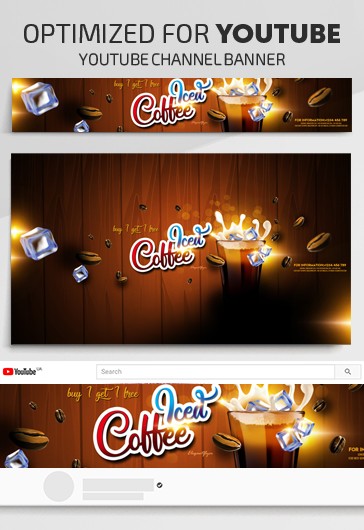 Brown Simple Iced Coffee Youtube Premium Social Media Template PSD | by ...