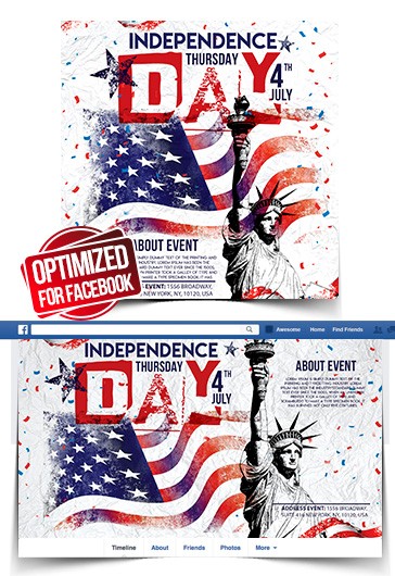 White Illustrated Independence Day Facebook Premium Social Media ...