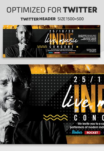 Indie Concert - Free Twitter Header PSD Template - 10028206 | by ...