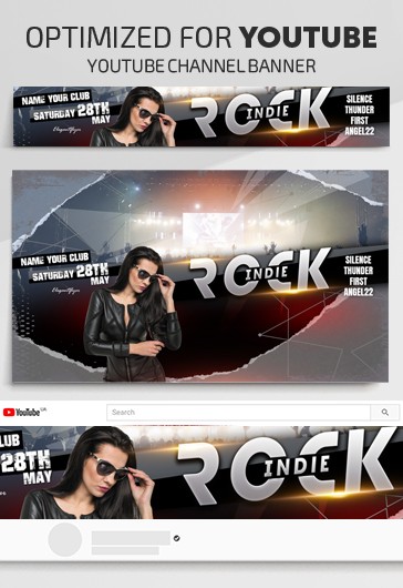 Indie Rock - Free Youtube Channel banner PSD Template - 10026825 | by ...
