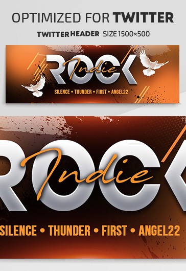 Orange Artistic Indie Rock Twitter Premium Social Media Template PSD ...