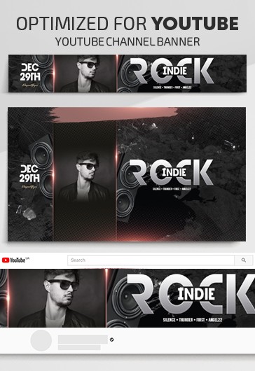 Gray Creative Indie Rock Youtube Premium Social Media Template PSD | by ...