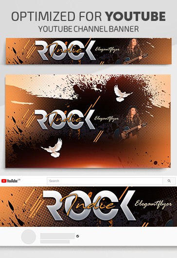 Yellow Criativo Indie Rock Youtube Premium Modelo de Mídia Social em PSD