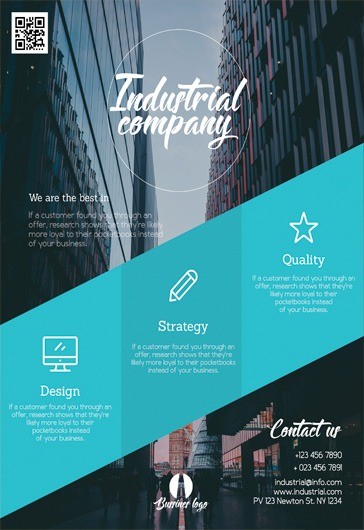 Blue Minimalist Industrial Company Premium Flyer Template PSD | by ...