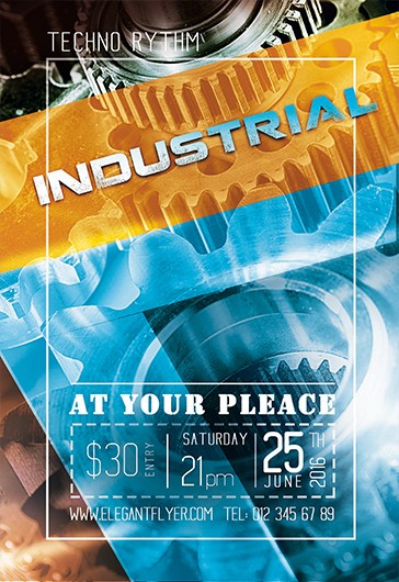 Yellow Modern Industrial Premium Flyer Template PSD | by Elegantflyer