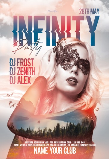 White Creative Infinity Party Premium Flyer Template PSD | by Elegantflyer