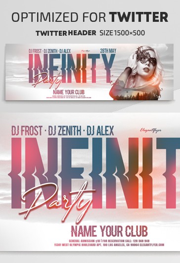 White Artistic Infinity Party Twitter Premium Social Media Template PSD