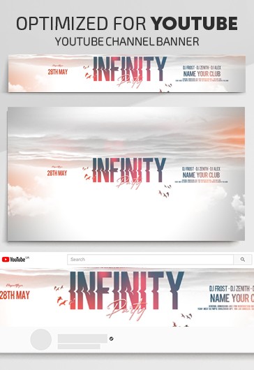 White Simple Infinity Party Youtube Premium Social Media Template PSD ...