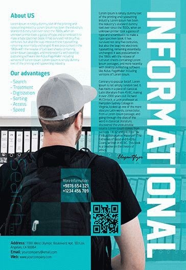 Blue Simple Informational Premium Flyer Template PSD | by Elegantflyer