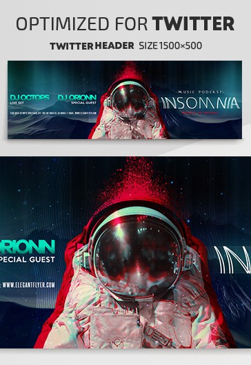 Blue Creative Insomnia Party Twitter Premium Social Media Template PSD