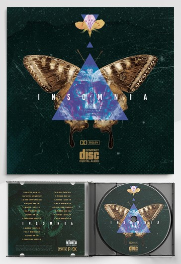 Black Creative Insomnia CD Cover Premium CD Album Cover Template PSD ...