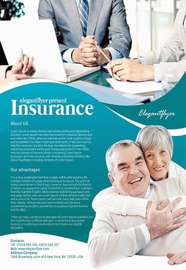 Blue Professional Insurance Premium Flyer Template PSD | by Elegantflyer