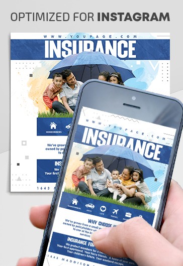 White Minimalist Insurance Premium Social Media Template PSD | by ...