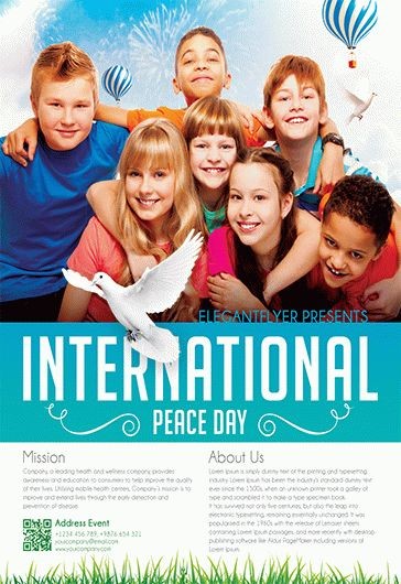 White Simple International Peace Day Free Flyer Template PSD | by ...