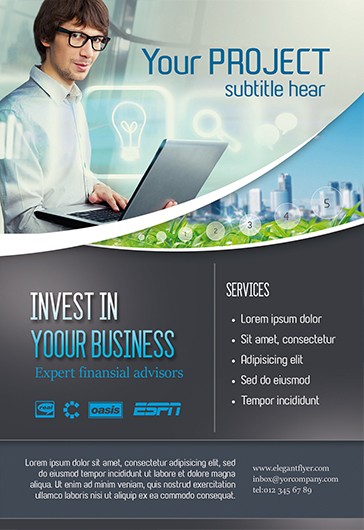 Gray Professional Invest Free Flyer Template PSD | by Elegantflyer