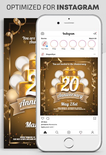 Gold Luxury Invitation Birthday Instagram Free Social Media Template PSD